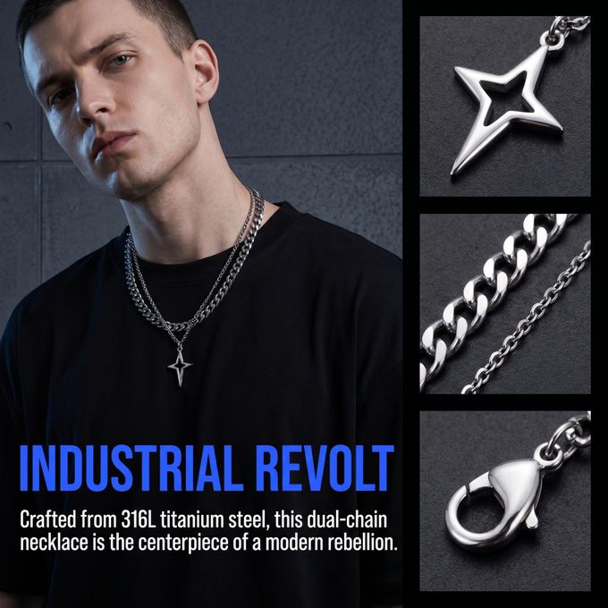 Fashion Collier double couche pour homme avec pendentif