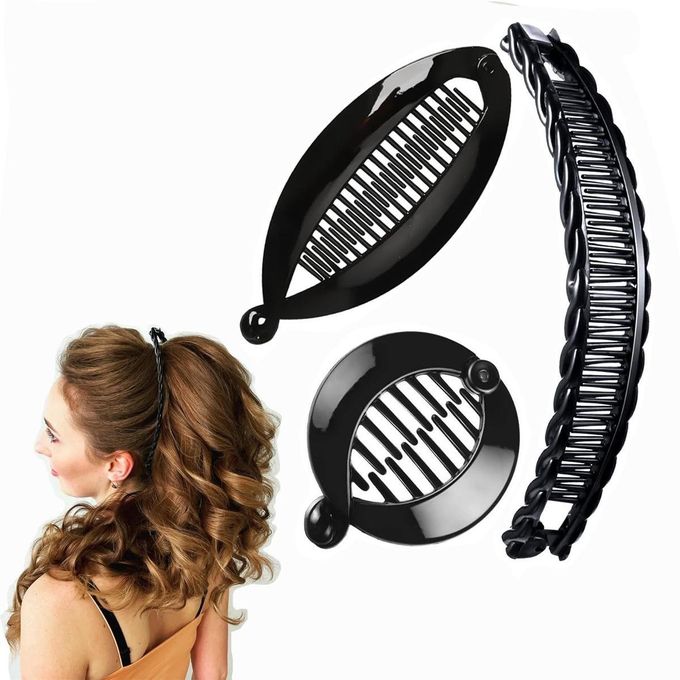 Fashion Ensemble de 3 Barrettes à Cheveux Noires - Prix pas