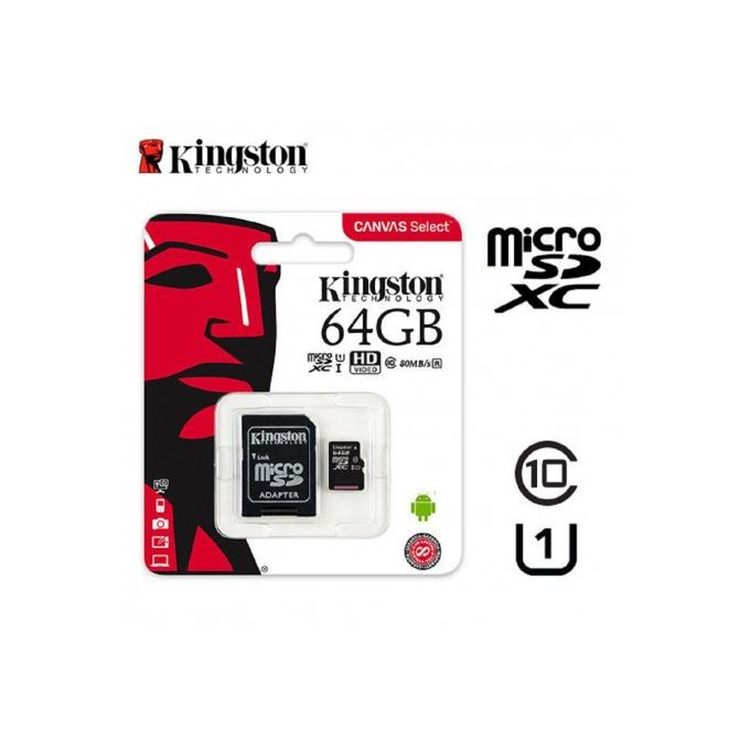 Kington Carte Mémoire Kingston - 64GB - 80MB/S - Noir - Prix pas cher ...