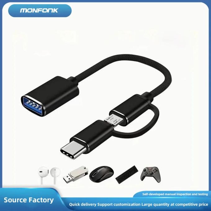 Generic Cable Adaptateur OTG 2-en-1 USB vers USB-C ou