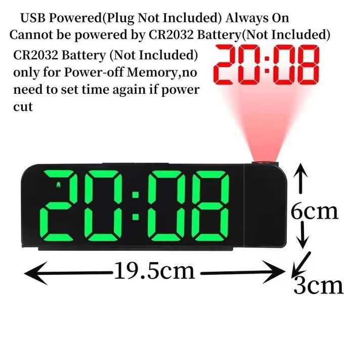 Generic 12 heures /24 heures rotation horloge numérique