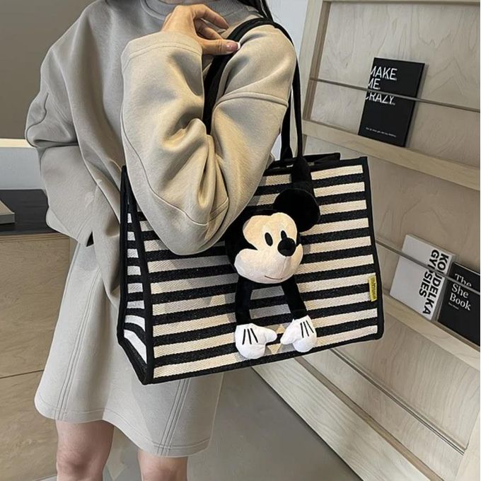 Generic Grand Sac Cabas en Toile à Rayures pour Femme - Sac