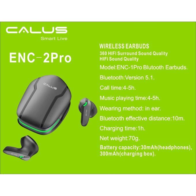 Calus Ecouteurs Bluetooth Calus ENC 2 Pro - Noir - Prix pas cher | Jumia SN