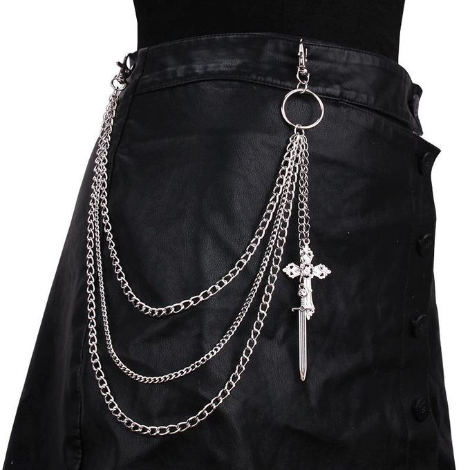 Fashion Chaîne de pantalon multicouches croix et épée pour