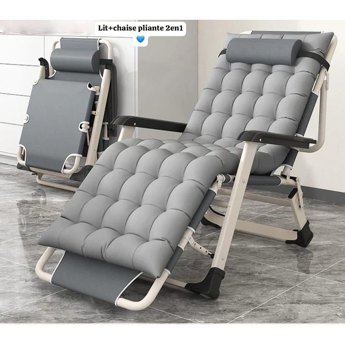 Generic chaise longue zéro gravité noire pliable - 154 x